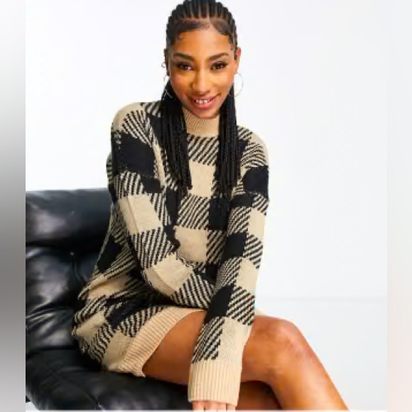 SHEIN | Dresses | Shein Curve 3x Or Oversized X2x Beige Black Checker ...